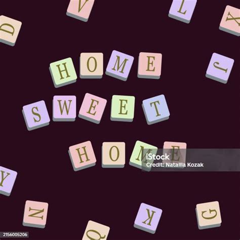 슬로건 홈 스위트 홈 사각형 칩에 글자 모음 벡터 일러스트 레이 션입니다 개념에 대한 스톡 벡터 아트 및 기타 이미지 개념 귀여운 그리기 Istock