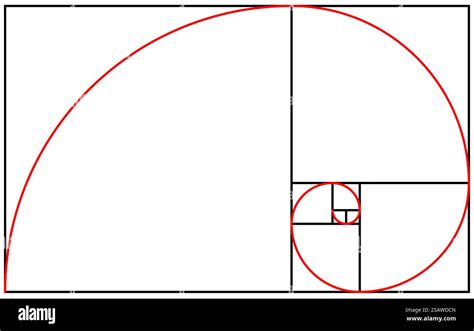 Fibonacci sequence golden spiral line drawing Stock Photo - Alamy
