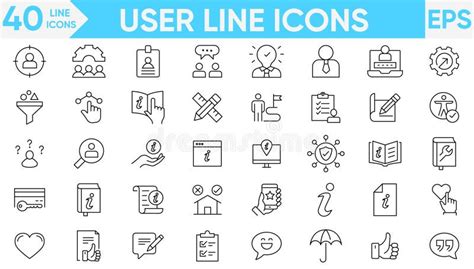 Users Line Icons Vector And Illustrator Set Stock Illustration Illustration Of Buttons Line