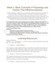 Patho Week Writing Material Docx Week Basic Concepts Of Physiology And Factors That