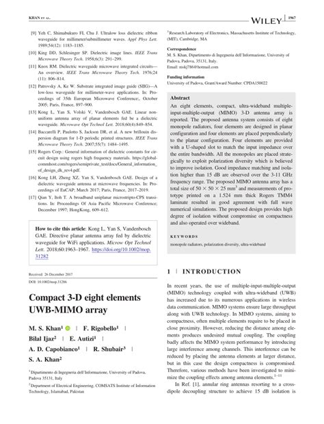 PDF Compact 3 D Eight Elements UWB MIMO Array