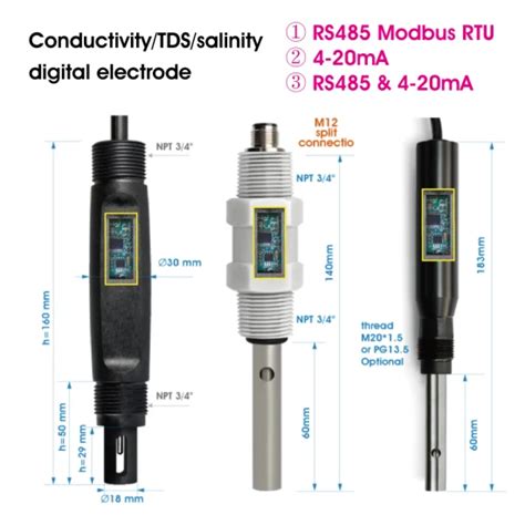 Professional Digital Online Conductivity Tds Salinity Sensor With Modbus Rs485 Output Digital