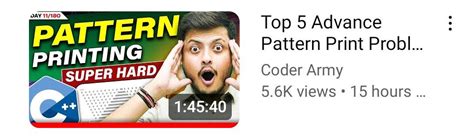 Suryadev Singh On Linkedin Day 11 180 Lecture Top 5 Advance Pattern Print Problems In