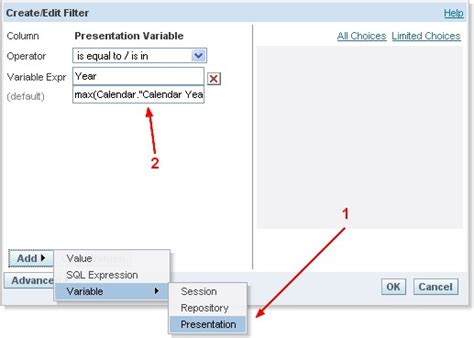 Obiee Where Can I Use A Presentation Variable