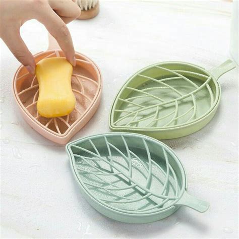 Bekas Tempat Letak Sabun Bentuk Daun Double Layer Soap Holder Box