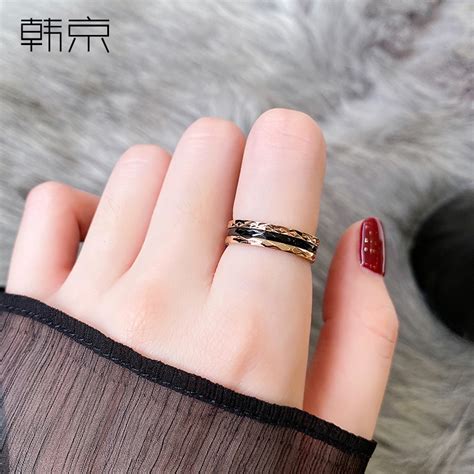 韩京三件套组合钛钢戒指女ins潮不掉色网红食指戒子简约个性指环 虎窝淘