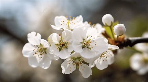 흐릿한 배경의 흰 꽃 만발한 벚꽃의 배경에 근접 촬영 벚꽃과 새싹 고화질 사진 사진 봄 배경 일러스트 및 사진 무료 다운로드 Pngtree