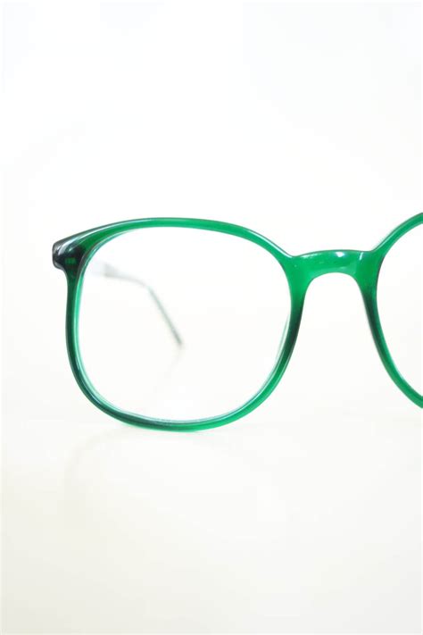 1970s Round Emerald Green Eyeglasses Sunglasses Oversized
