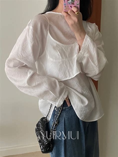 유이르무이 Basket 바스켓 에보니 레이어드 뷔스티에 블라우스 세트 2color