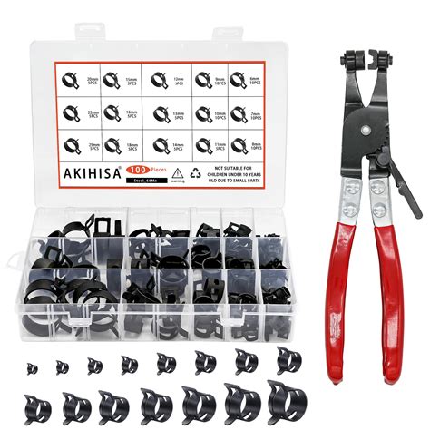Snapklik AKIHISA 100Pcs 6 25mm Spring Band Hose Clamp Assortment Kit