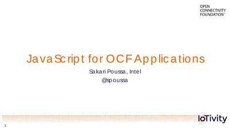 Pdf Javascript For Ocf Applications Open Connectivity … · Express Mraa Mqtt And Coap