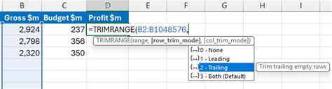 The Trimrange Function