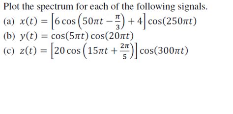 Solved Plot The Spectrum For Each Of The Following Signals Chegg