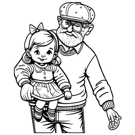 Ausmalbild Opa Und Enkelin Creative Fabrica