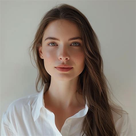 Premium Photo A Woman With Long Brown Hair And A White Shirt