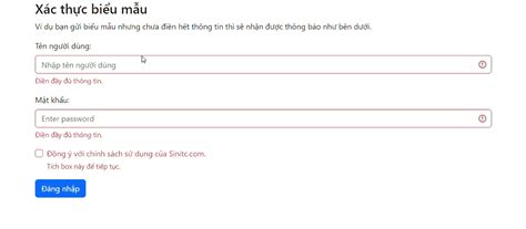 Form Validation Trong Bootstrap