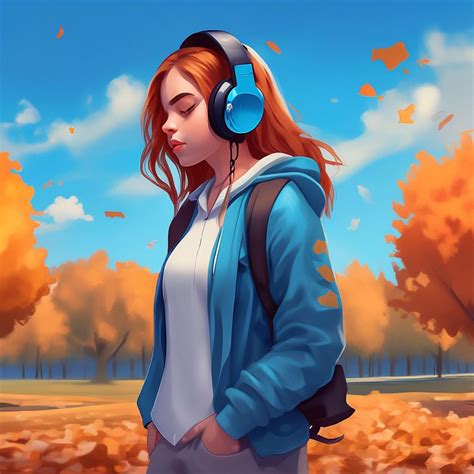 Девушка в наушниках Наушники Картины Рисунки