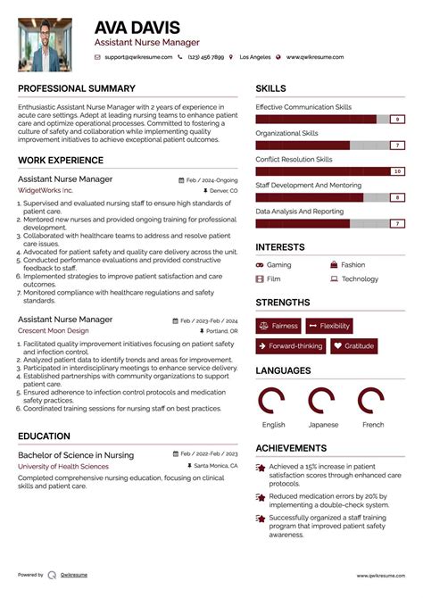 10 Assistant Nurse Manager Resume Samples And Templates For 2025