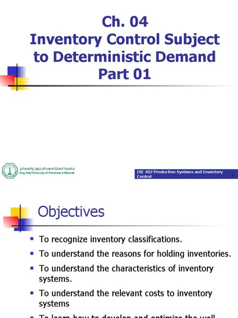 Ch 04 Inventory Control Subject To Deterministic Demand Part 01