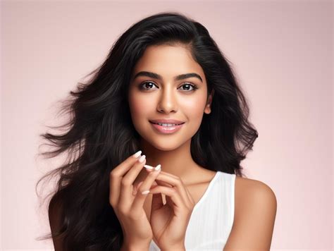 Premium Ai Image Indian Girl Promoting Quickdrying And Chipresistant
