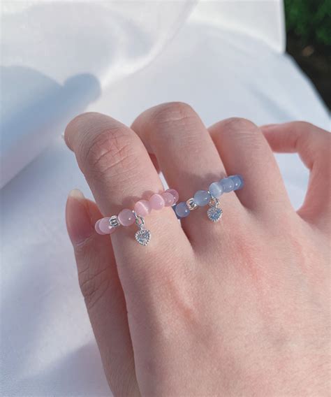 당일출고 실버925 캣츠아이 하트참 원석반지 키치템 에이블리