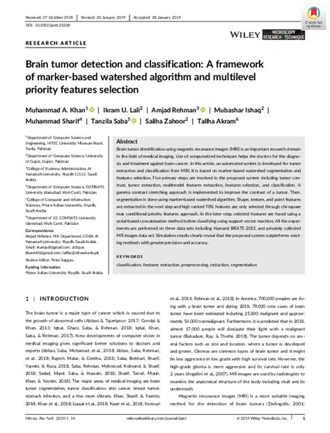 pdf brain tumor detection and classification a framework of marker