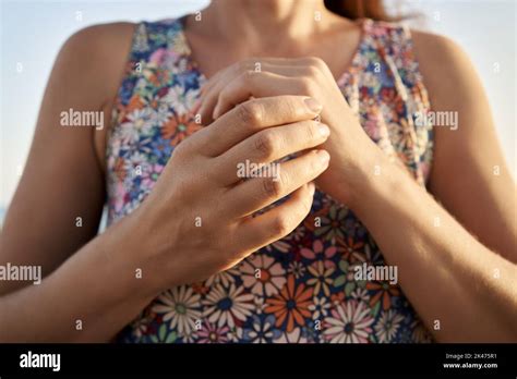 Woman Practicing Eft Or Emotional Freedom Technique Tapping On The