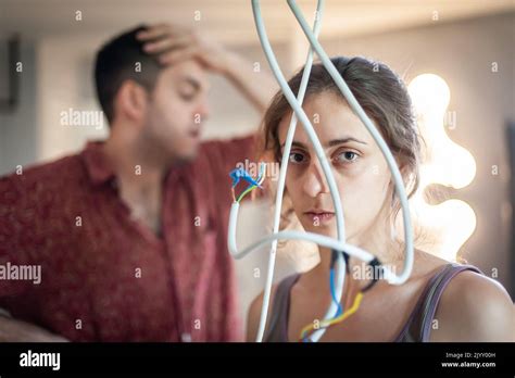 Living Together Concept Young Man And Woman Have A Problem With