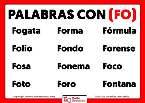 Palabras Con Fo Ejemplos De Palabras Con Fo