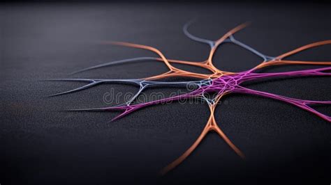 Abstract Neuron Structure With Colorful Connections On Dark Background