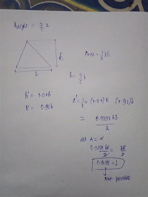 The Height Of A Triangle Is Three Fifth Of It Corresponding Base If