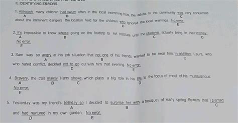 II IDENTIFYING ERRORS 1 Allhounh Many Chidren StudyX