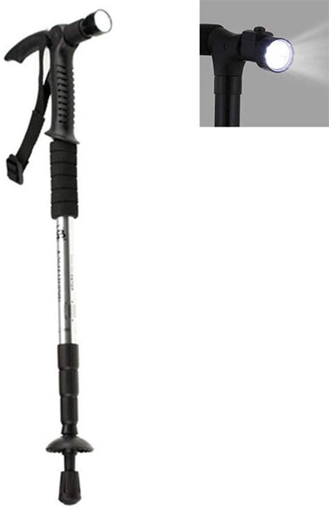 Anti Shock Telescopic Walking Hiking Stick Pivot Led Light Handle