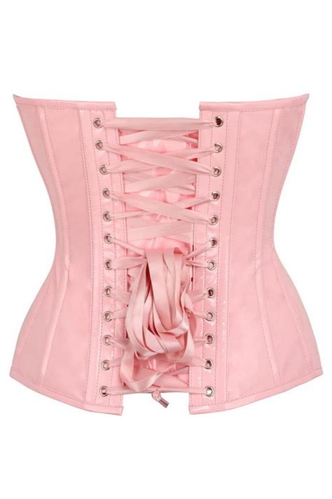 Plus Size Top Drawer Light Pink Patent Leather Overbust Corset Spicy