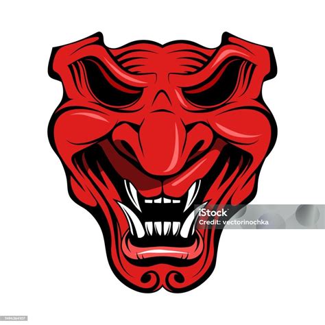 Samurai Mask Vector Illustration Of A Japanese Samurai Helmet Stock