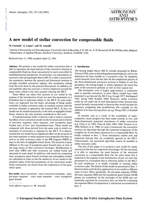 Pdf A New Model Of Stellar Convection For Compressible Fluids