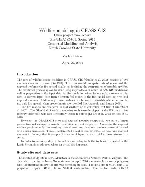 Pdf Wildfire Modeling In Grass Gis