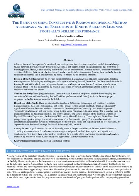 Pdf The Effect Of Using Consecutive And Random Reciprocal Method Accompanying The Execution Of