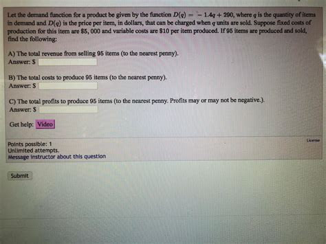 solved let the demand function for a product be given by the