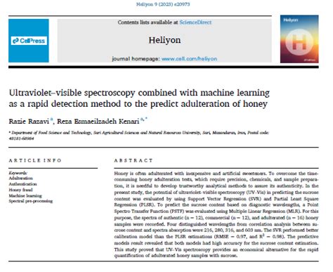 Ultraviolet Visible Spectroscopy Combined With Machine Learning As A Rapid Detection Method To