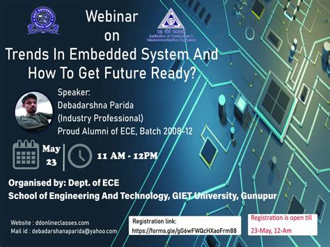 Webinar On Trends In Embedded System Giet University Odisha Gunupur