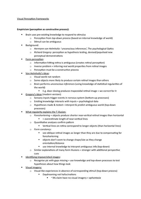 Visual Perceptions Frameworks Ii Visual Perception Frameworks