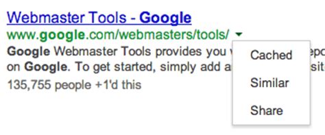 Google Adds Green Arrows To View Cache Similar Pages To Share Results On Google