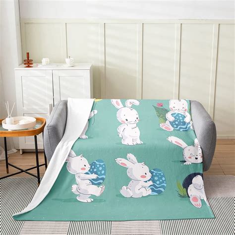 Oavqhlg3b Easter Throw Blanket Easter Spring Colorful Bunny Egg Flannel
