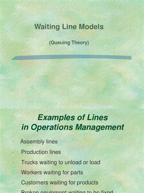 waiting line models queuing theory pdf computing manufacturing