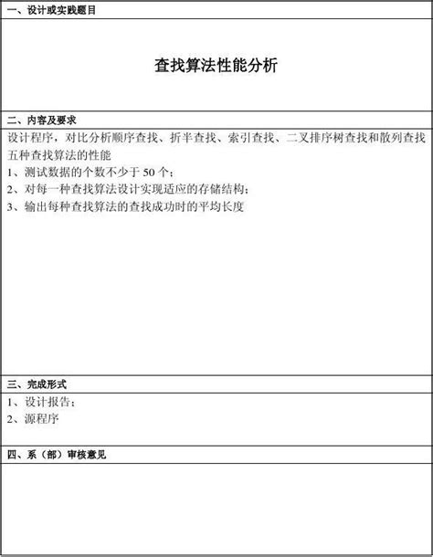数据结构课程设计 查找算法性能分析word文档在线阅读与下载无忧文档