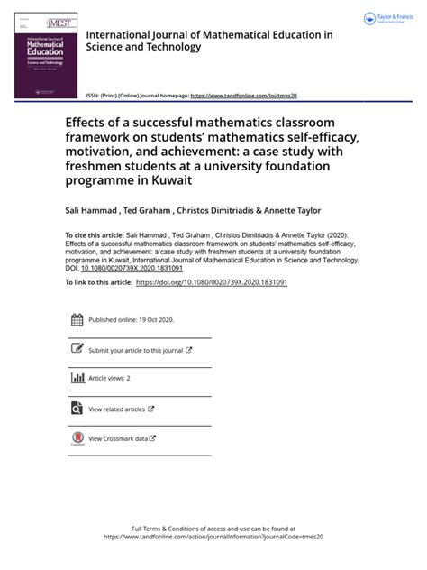 Hammad 2020 Effects Of A Successful Mathematics Classroom Framework On