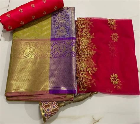 Bridal Wear Kanchipuram Weaving Silk Saree Dry Clean With Blouse