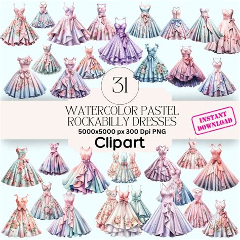 Rockabilly Pin Up Dress Clipart Graphics Bundle Png Download