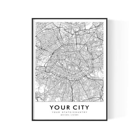 Custom Map Aesthetic Map Custom Map Poster Any City Any Etsy Map